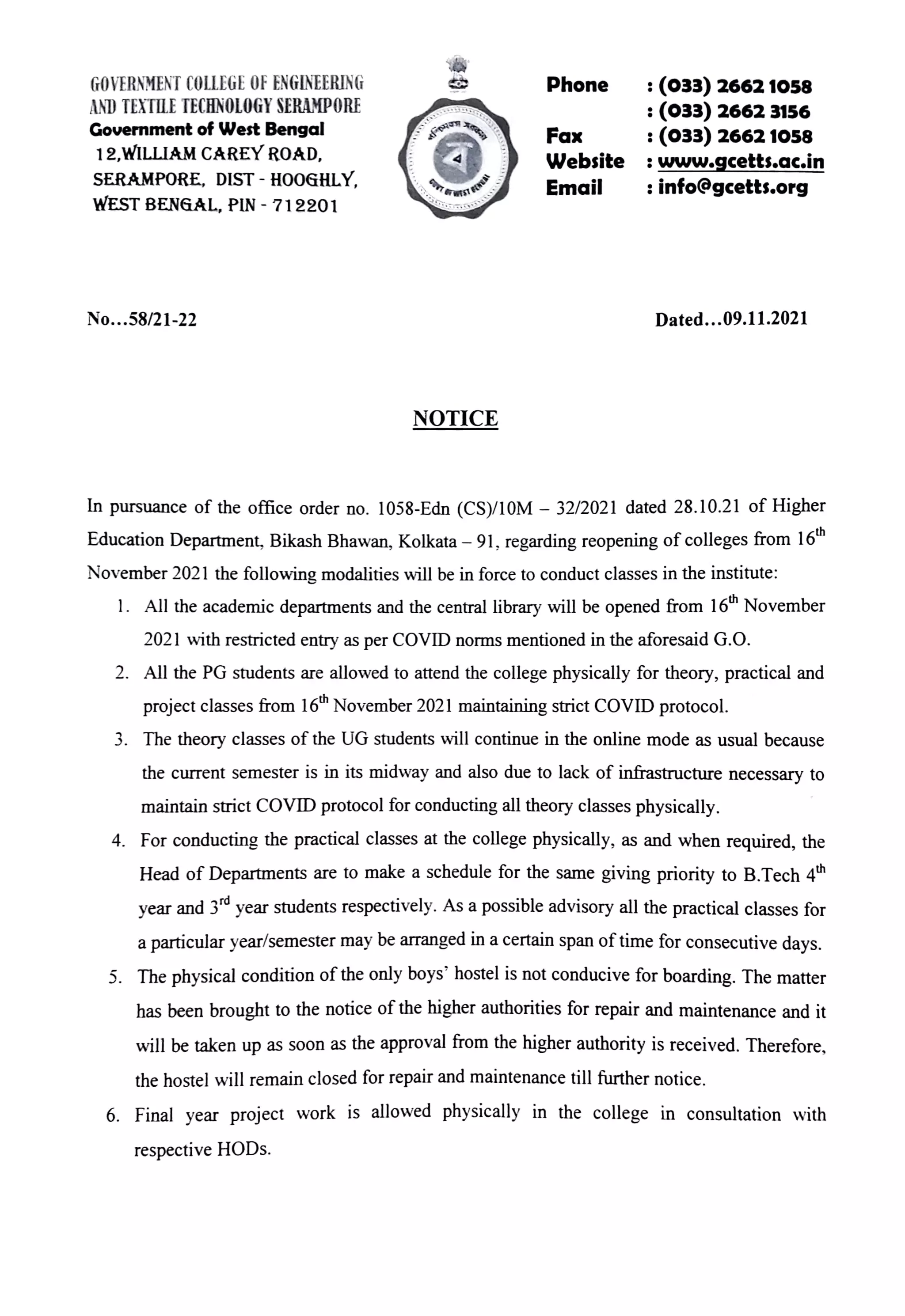 College opening notice | PDF