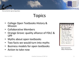 College Open Textbooks: Collaborative & Business Models | PPT ...