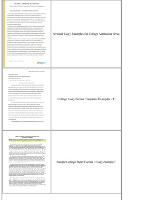 College Personal Essay | PDF