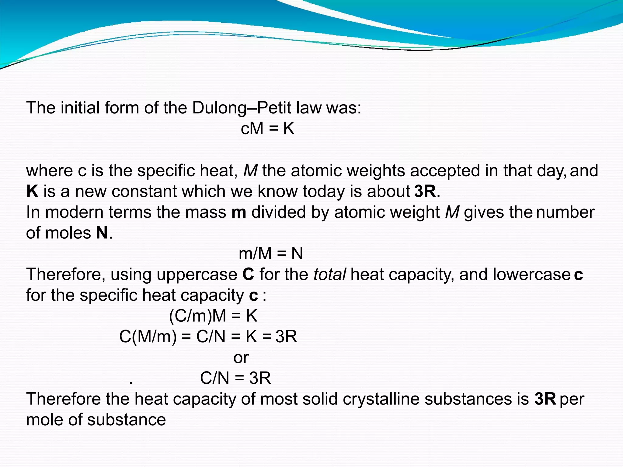 Dulong and Petit Law of Specific Heat | PDF