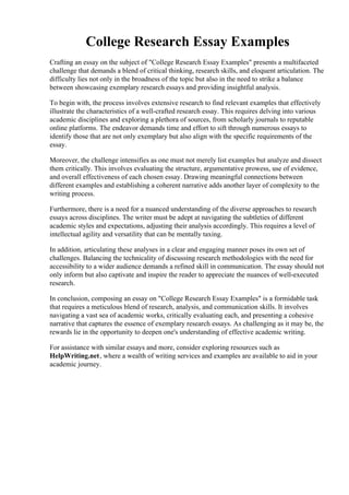 College Research Essay Examples. FREE 22 Sample Essay Templates in MS ...