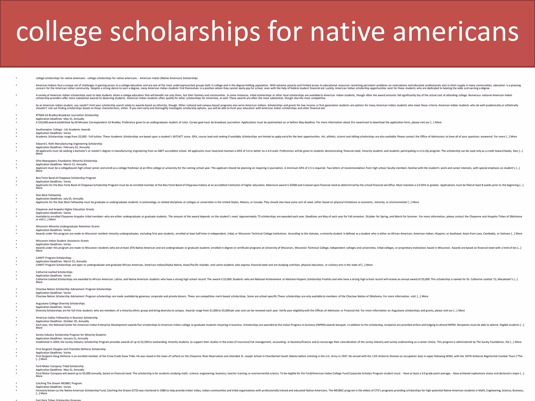 College scholarships for native americans | PPTX