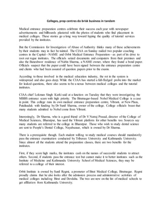 Colleges, prep centres do brisk business in tandem. | PDF