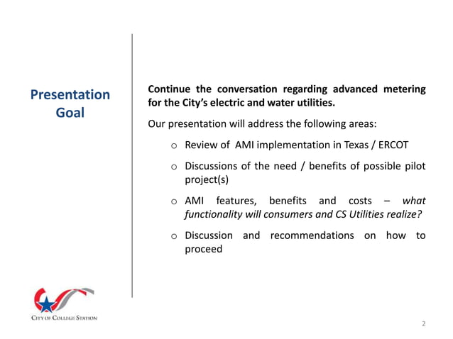 College Station Automated Metering Infrastructure | PPTX