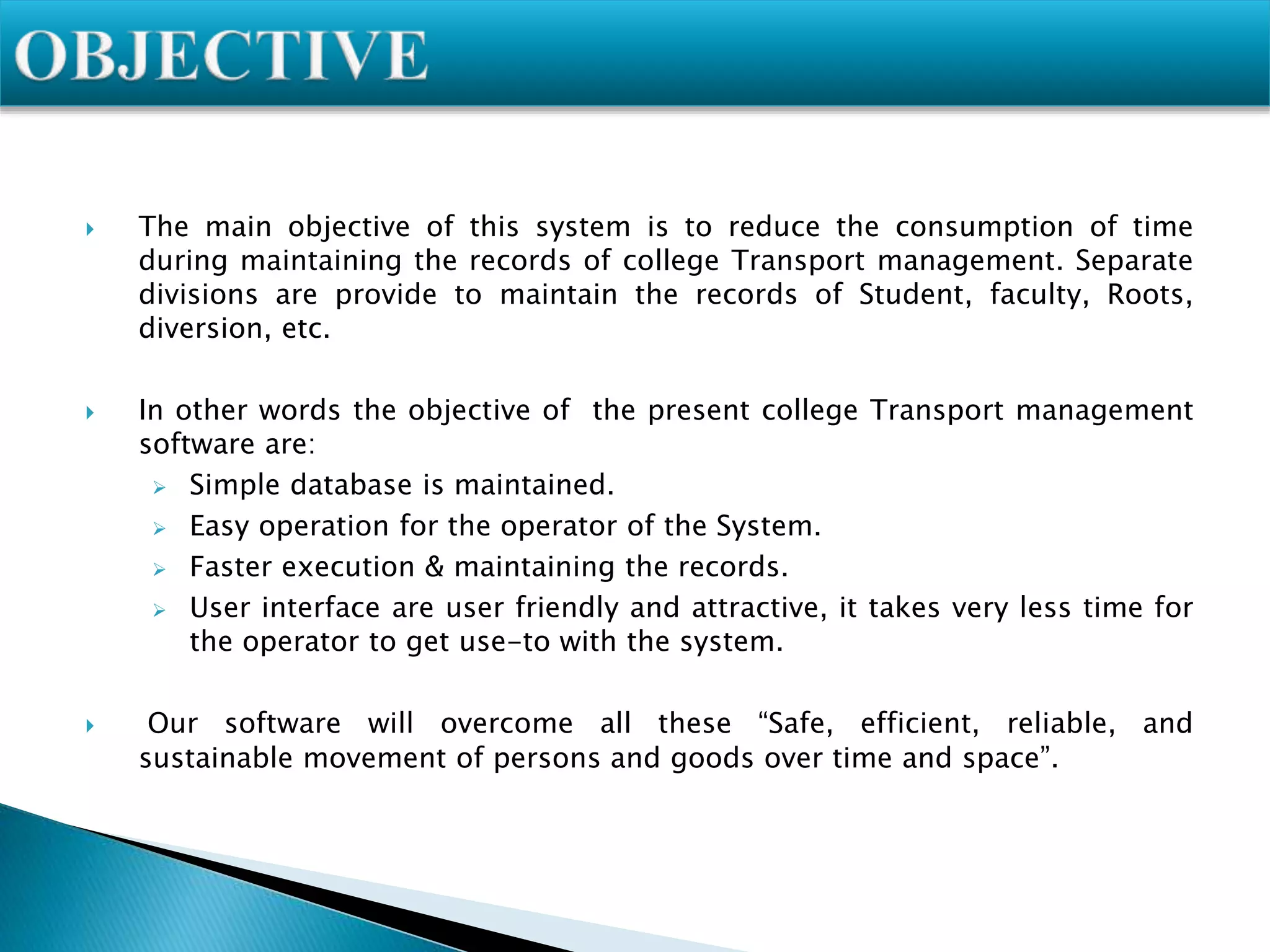 College transport management system | PPTX