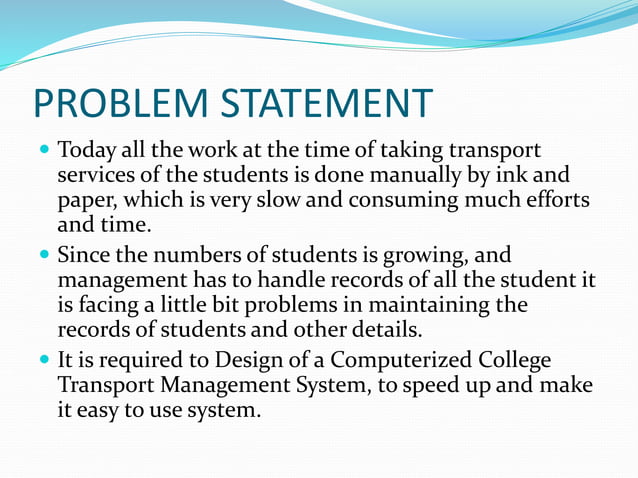 COLLEGE TRANSPORT MANAGEMENT SYSTEM.pptx | Computing | Technology ...