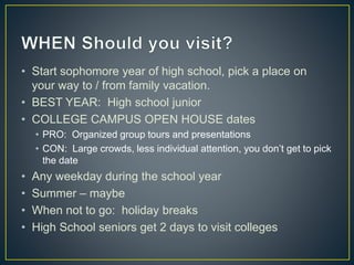 Road to College: How to Make the Most Out of Your College Visit | PPT
