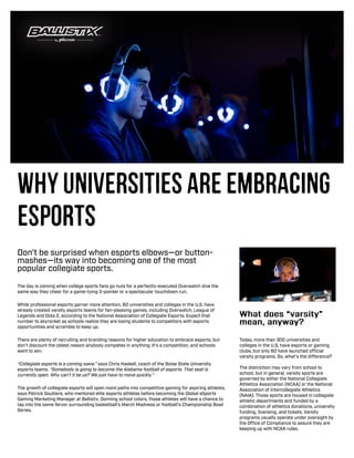 Why Universities Are Embracing Esports | PDF