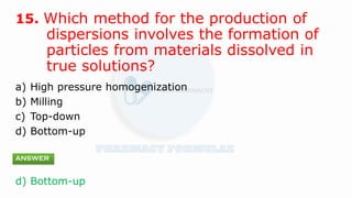 COLLOIDAL DISPERSION MCQs | PHYSICAL PHARMACY | PDF