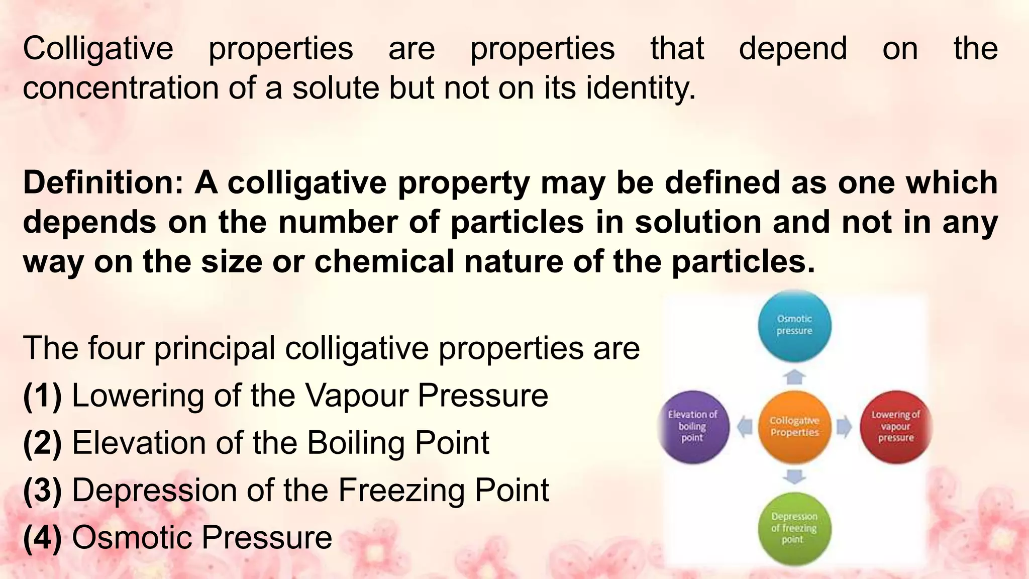 Colligative properties of dilute solutions Manik | PPSX
