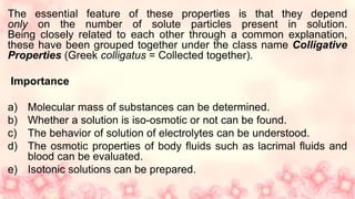 Colligative properties of dilute solutions Manik | PPSX