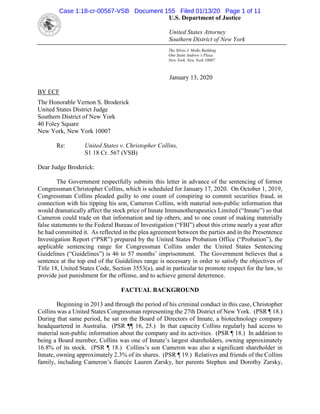 United States v. Christopher Collins sentencing letter | PDF