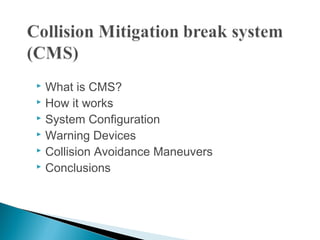 Collision mitigation | PPT | Auto Safety Technologies | Auto Technology
