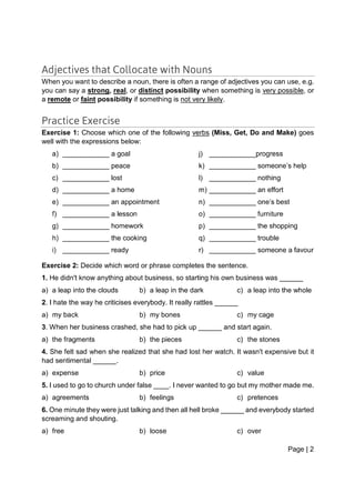 Collocations exercises | PDF