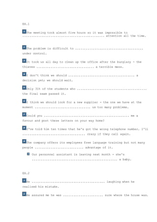 Collocations exercises and answers | DOCX