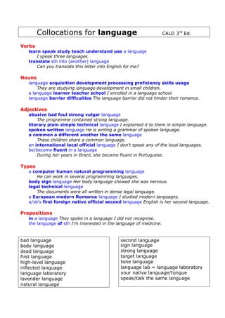 Collocations for language | PDF