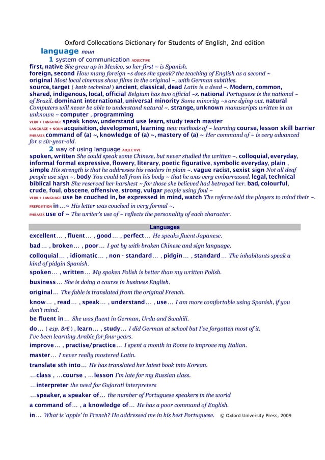 Collocations for language | PDF