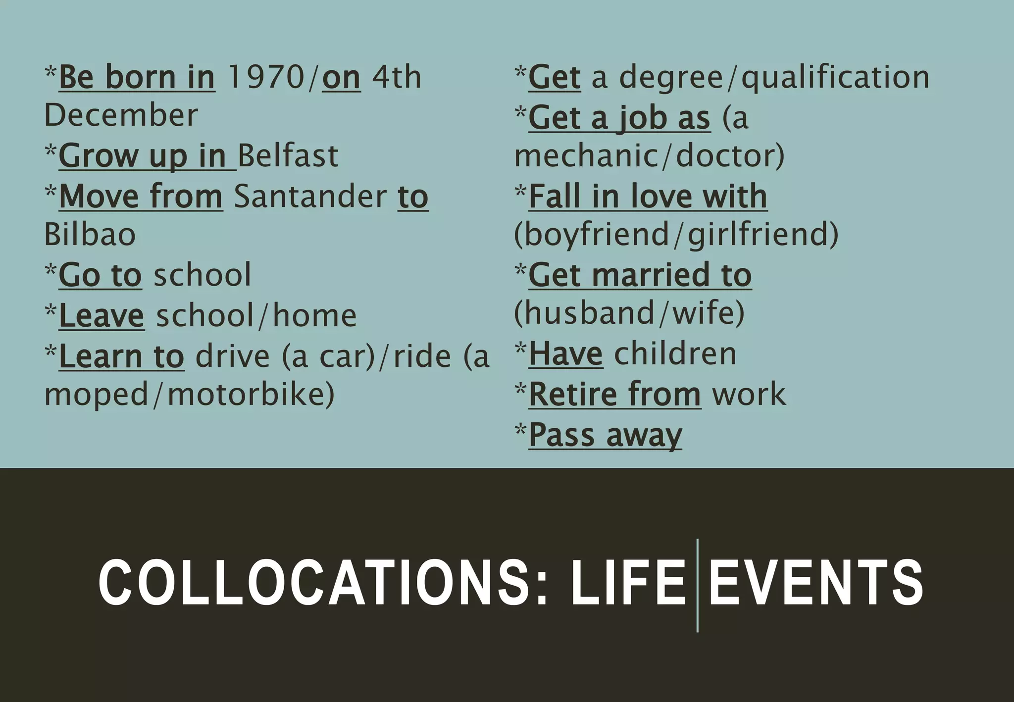Collocations life events | PPTX