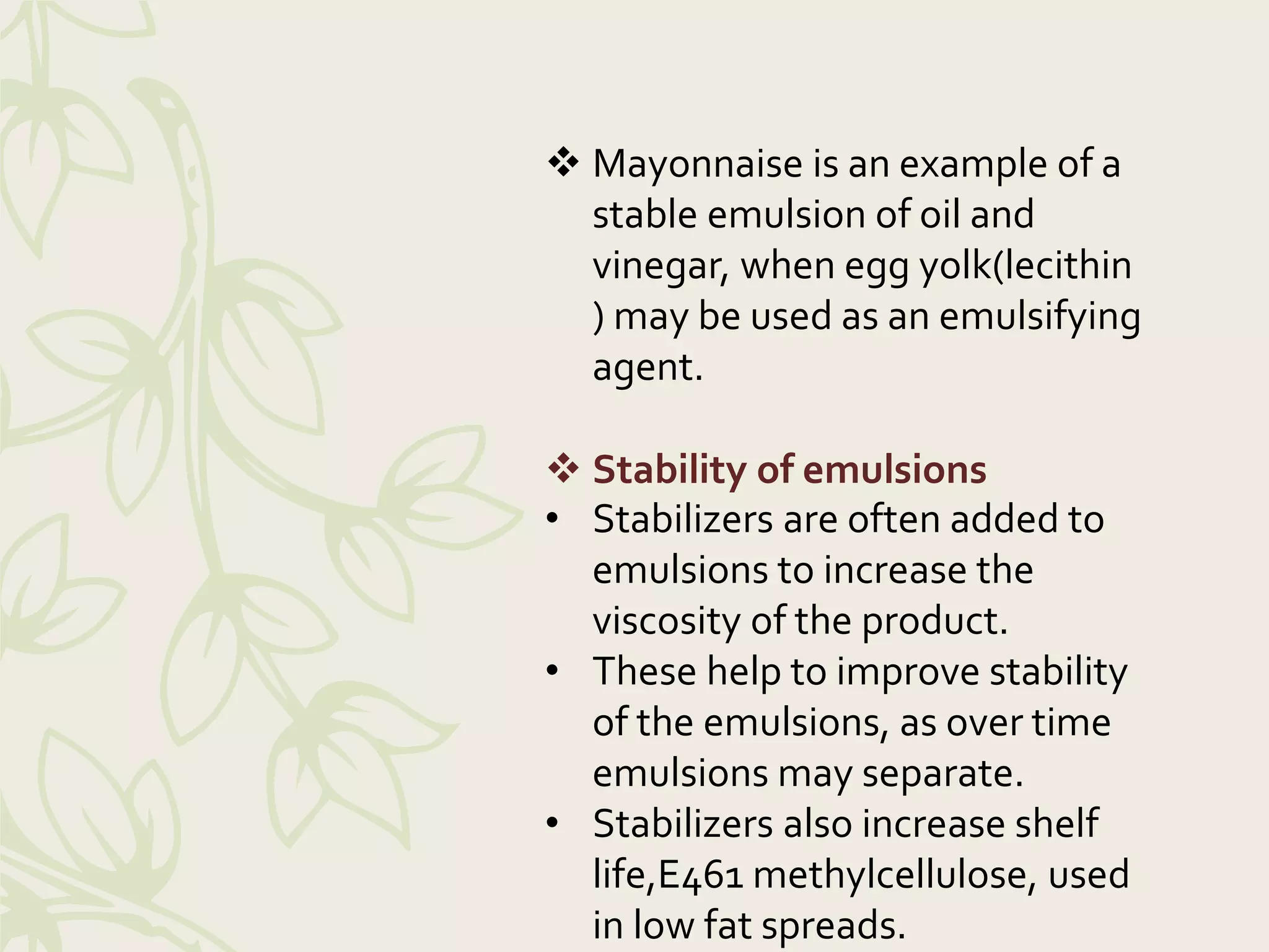 Colloidal systems in food | PPTX