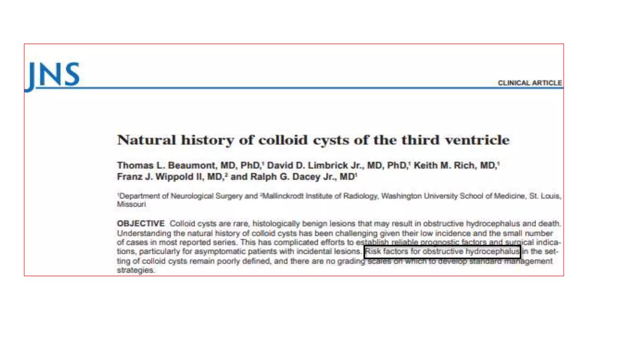 COLLOID CYST OF THE THIRD VENTRICLE .PPTX