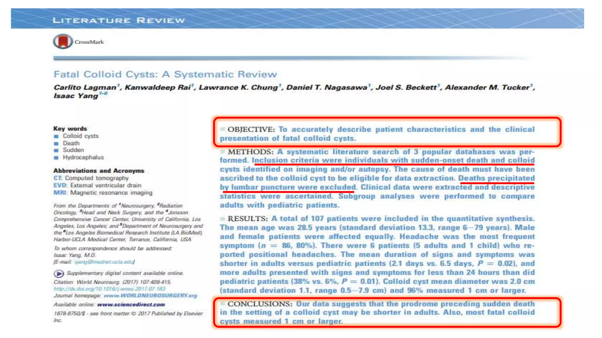 COLLOID CYST OF THE THIRD VENTRICLE .PPTX