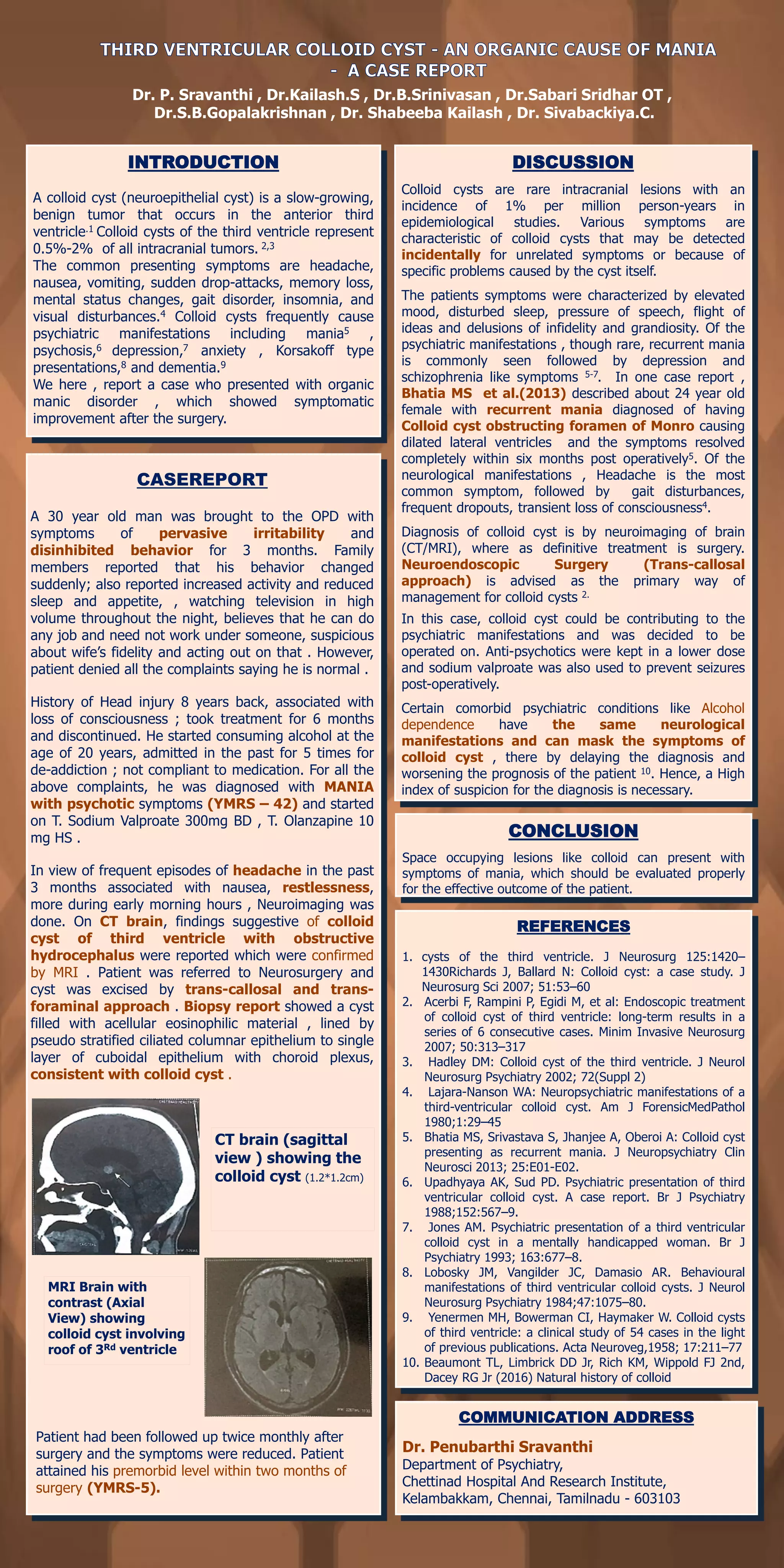 Third ventricular colloid cyst - An organic Cause of mania - A case ...