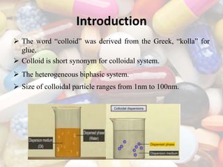 Colloids and their role in pharmaceutical industry | PPTX