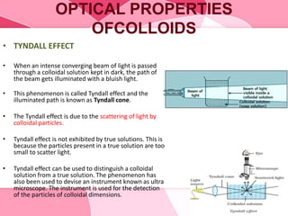 Properties Of Colloids Tyndall Effect