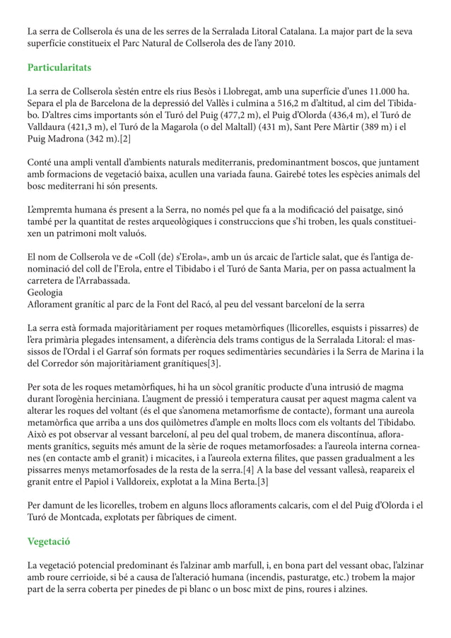 Collserola a la Viquipèdia | PDF Collserola a la Viquipèdia | PDF
