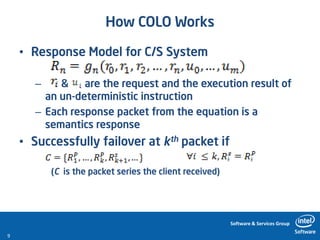 COLO: COarse-grain LOck-stepping Virtual Machines for Non-stop Service ...