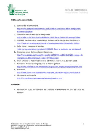 Colocación y cuidados de la sonda de sengstaken blakemore. v.1.1 | PDF