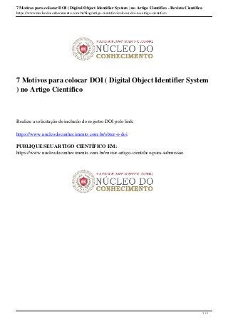 7 Motivos para colocar DOI ( Digital Object Identifier System ) no ...
