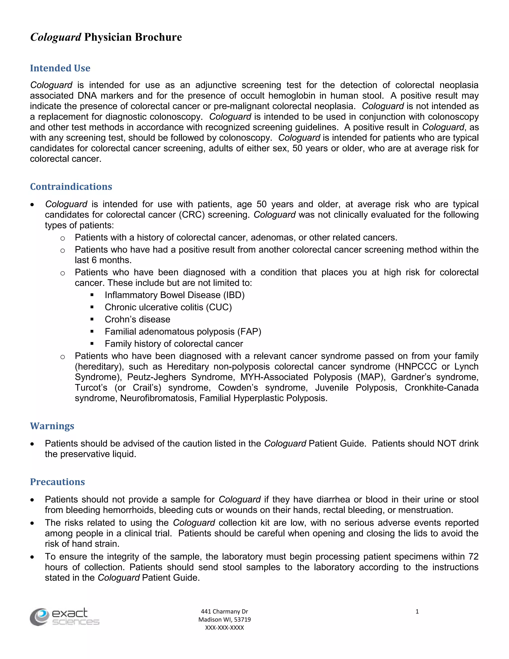 Cologuard (colorectal cancer test) physician labeling_fda | PDF