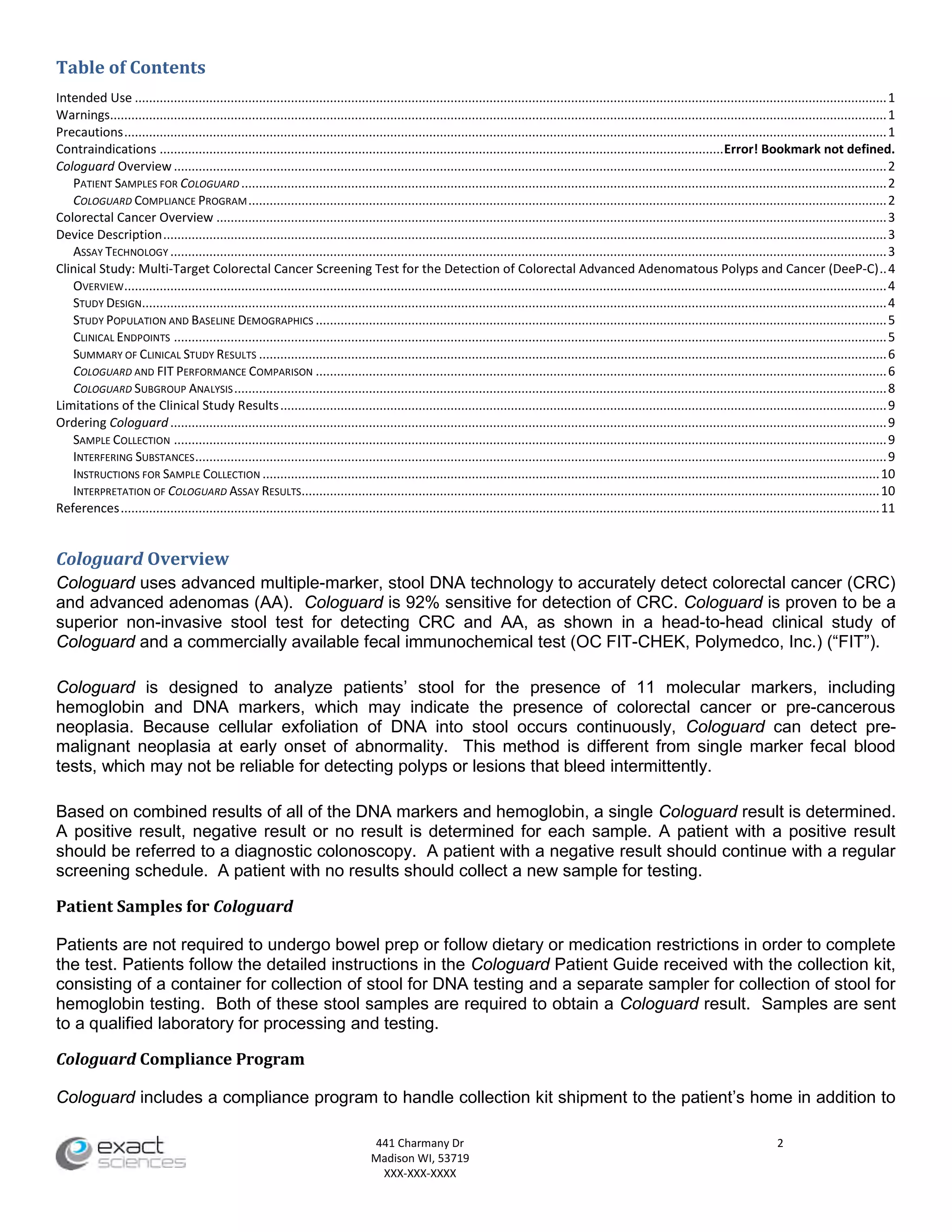 Cologuard (colorectal cancer test) physician labeling_fda | PDF