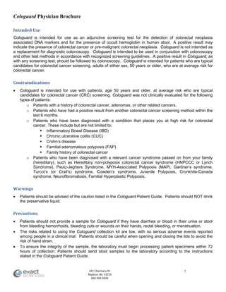 Cologuard (colorectal cancer test) physician labeling_fda | PDF