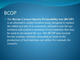 Bovine Corneal Opacity and Permeability Test | PPTX