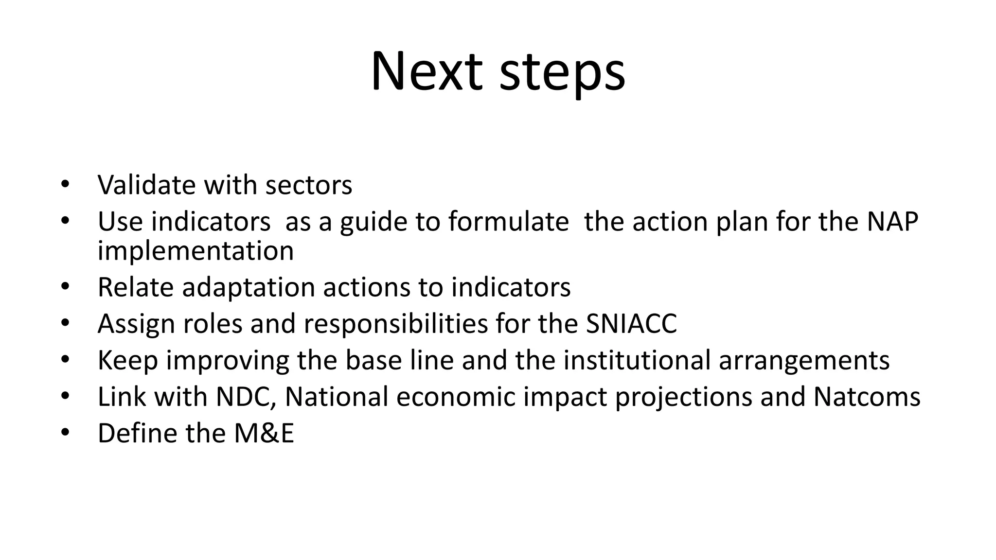 NATIONAL ADAPTION INDICATOR SYSTEM - SNIACC | PPT