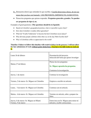 Colombia cultural connection- Spanish IV- Honors | PDF