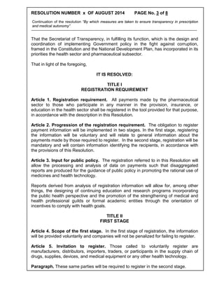 Colombia transparency resolution draft | PDF | Pharmaceutical Industry ...