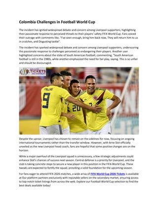 Colombia FIFA World Cup: Colombia National Football Team History | PDF
