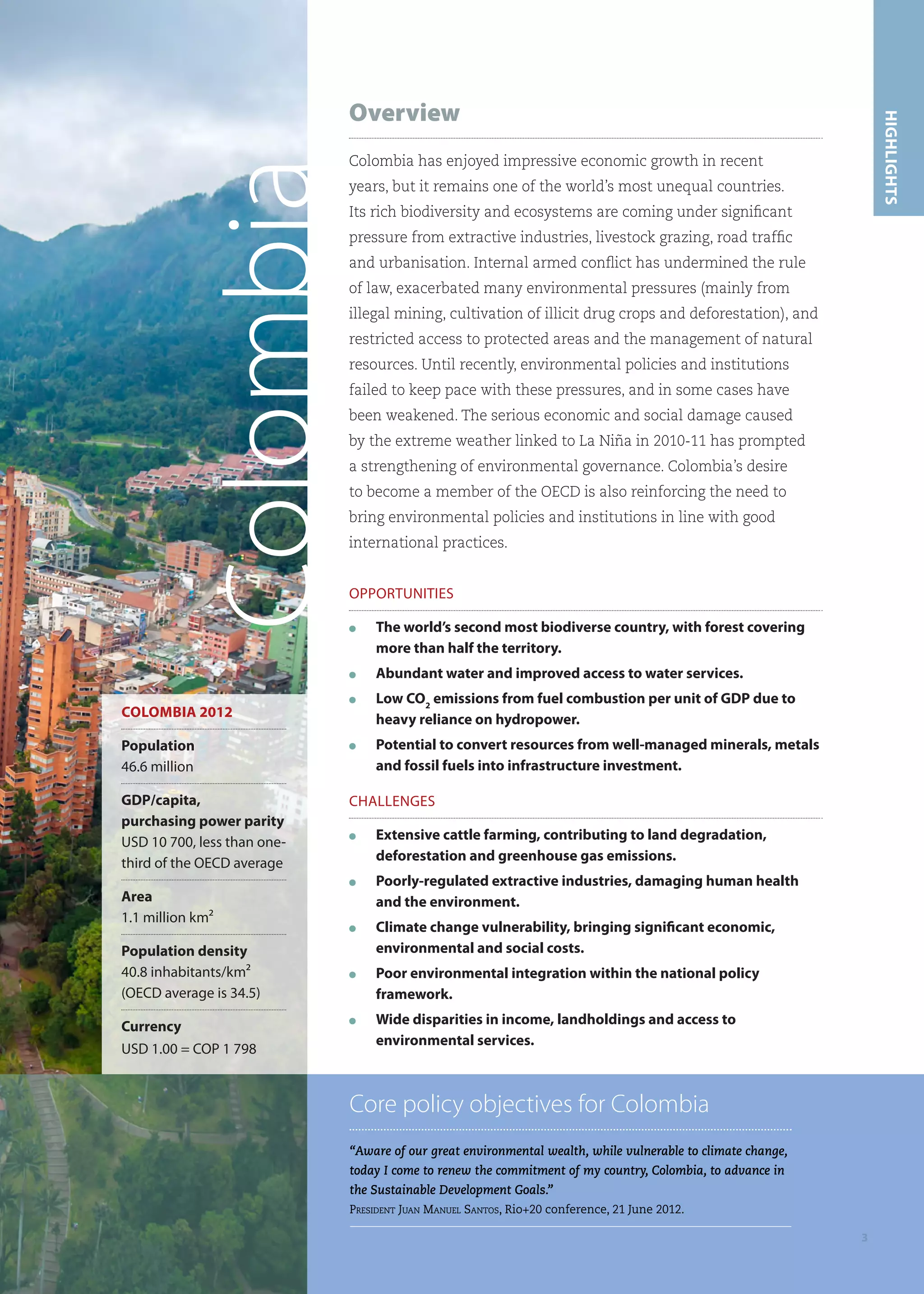 Environmental performance review of Colombia 2014 - Highlights | PDF