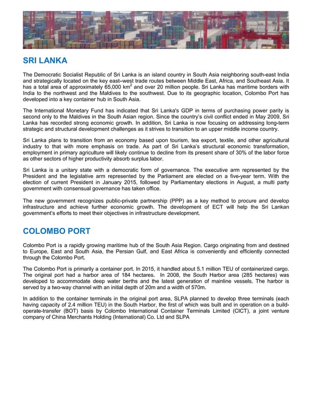Colombo Port East Container Terminal - Market Awareness Brochure | PDF