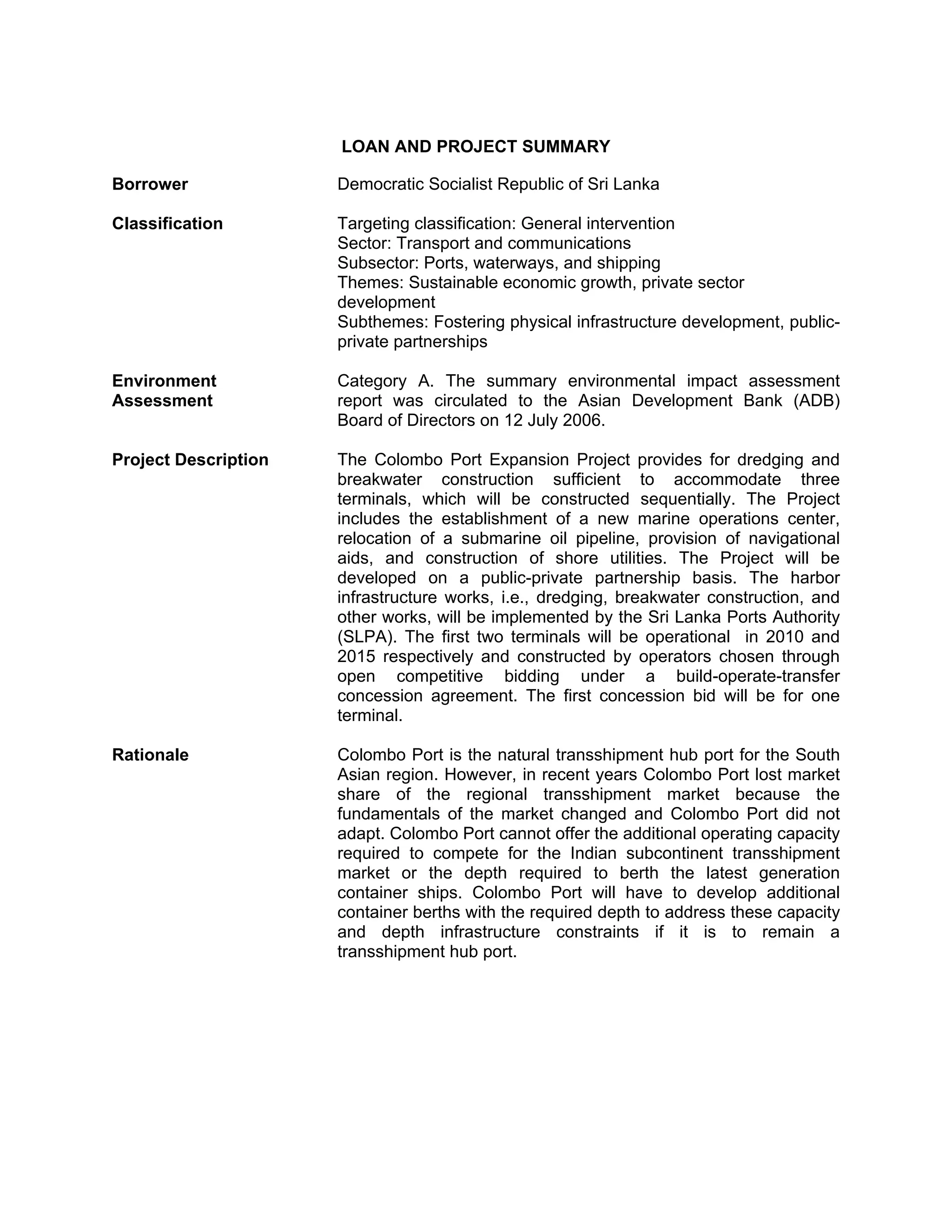 Colombo port expansion project (2) | PDF