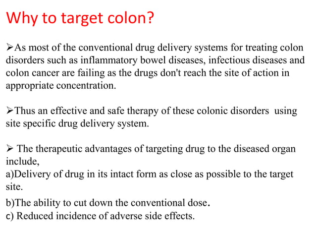 Colon specific drug delivery system | PPTX | Digestive Disorders ...