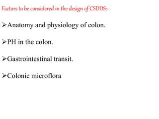 Colon specific drug delivery system | PPTX