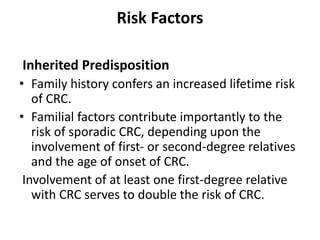 Colon cancer molecuar biology and epidemiology risk factors | PPT