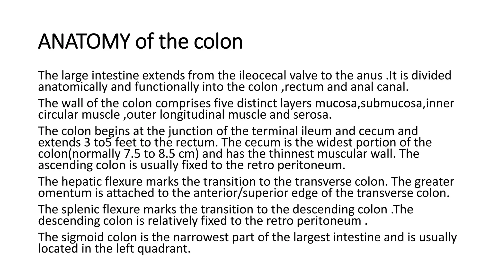 COLON CANCER causes and Management of the disease.pptx
