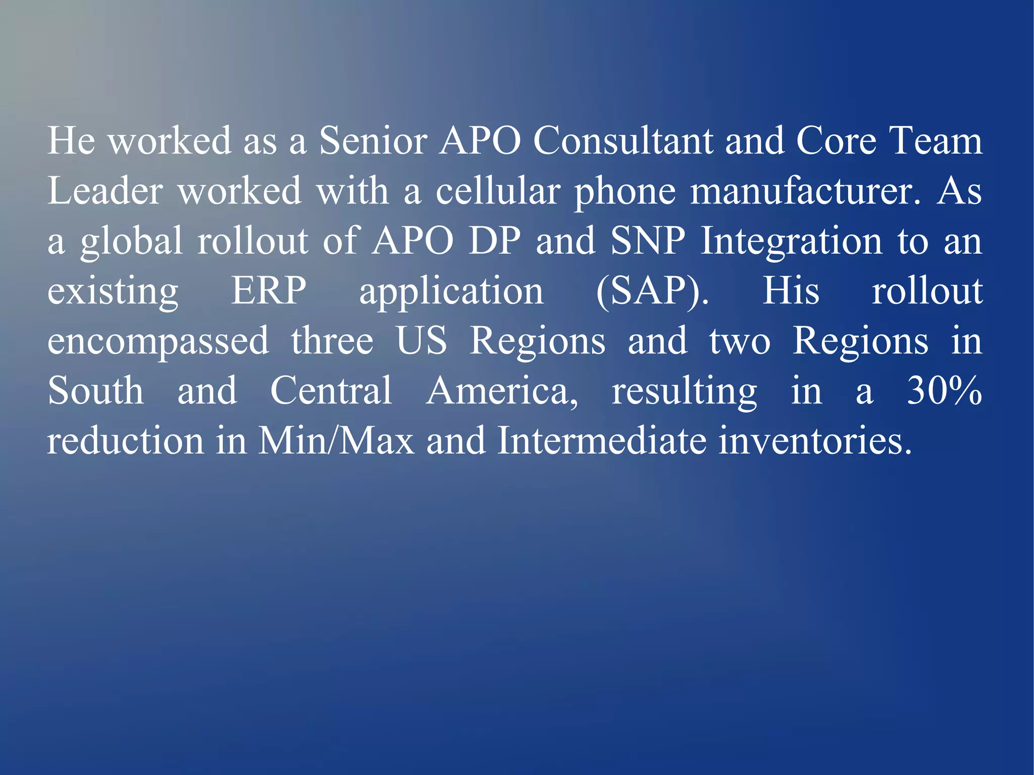 Colonel Dan Sulzinger Completed Various Projects Successfully For ...