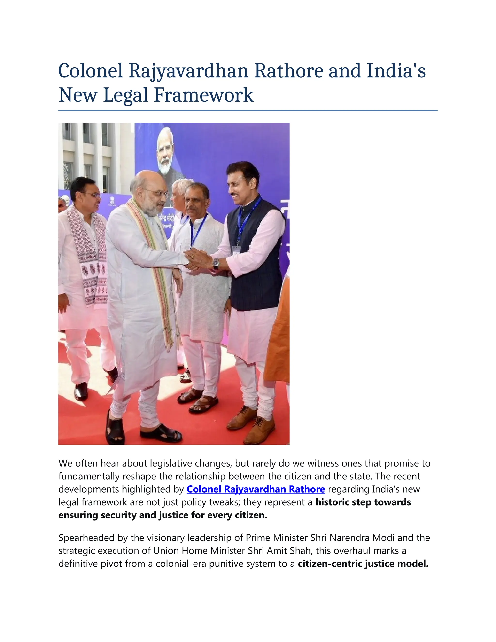 Colonel Rajyavardhan Rathore and New Legal Framework.docx