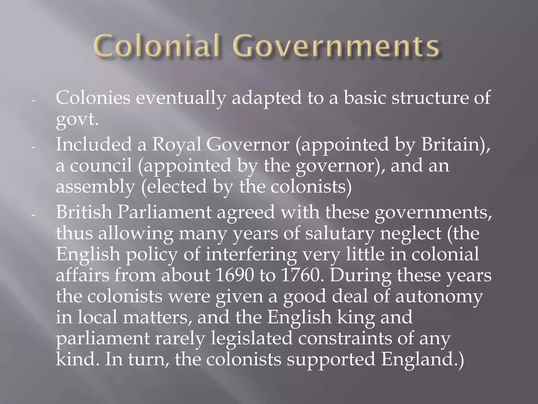 Colonial american government(2) | PPT